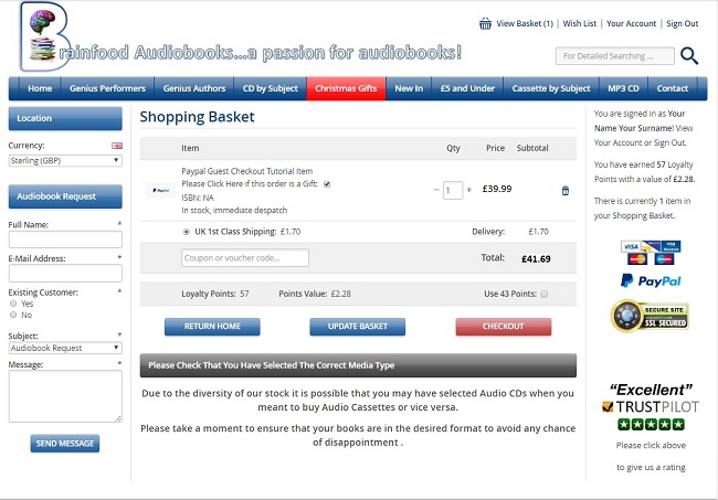 How to Use the Paypal Guest Checkout - Brainfood Audiobooks UK