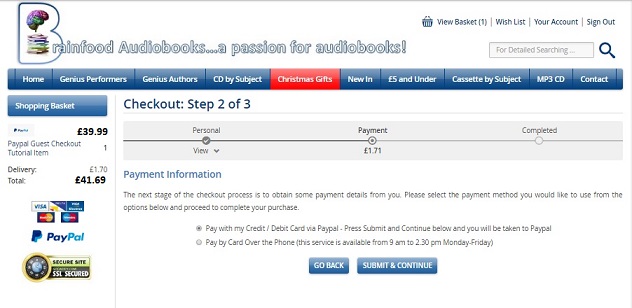 How to Use the Paypal Guest Checkout - Brainfood Audiobooks UK